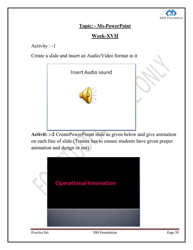 6 months module of Basic computer training | DOCX