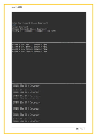 Hospital Management System Documentation Java