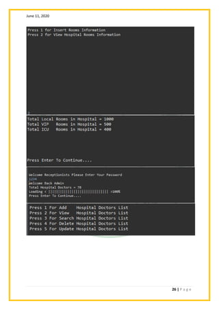 Hospital Management System Documentation Java