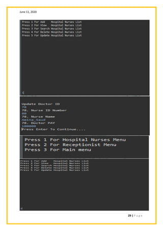 Hospital Management System Documentation Java | PDF