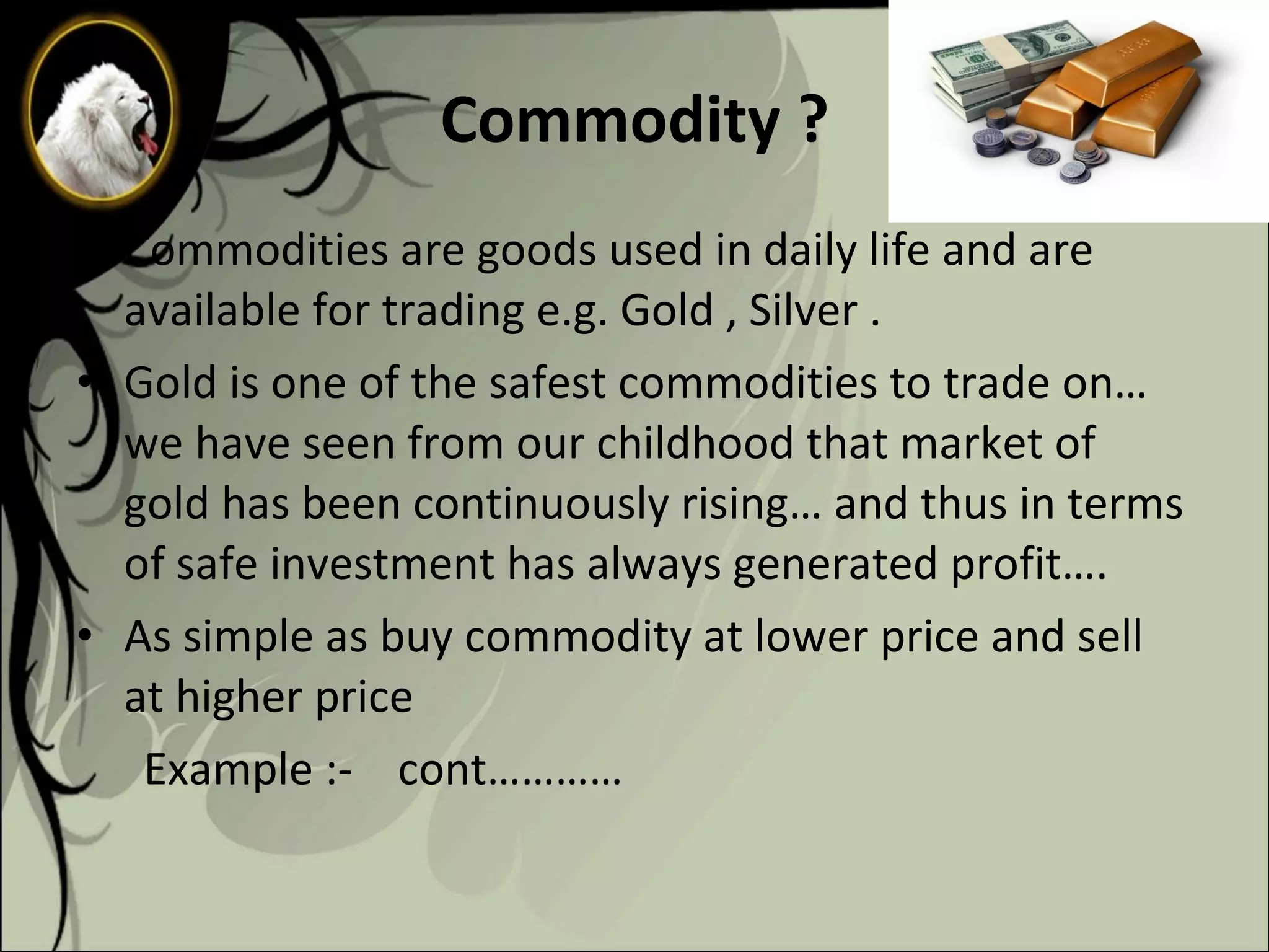 commodity market | PPT
