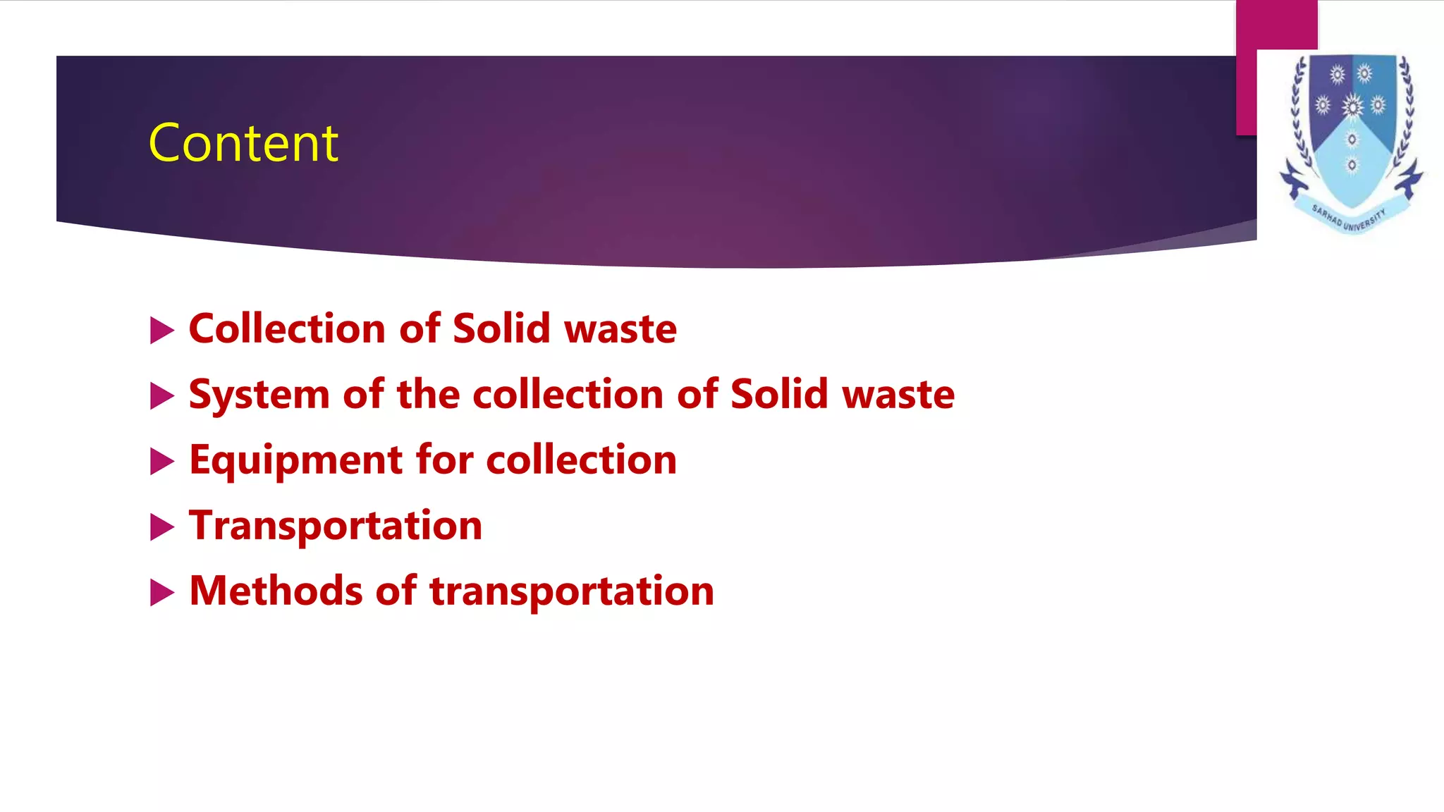 waste collection and transportation present | PPTX