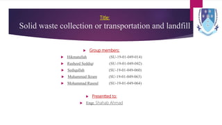 waste collection and transportation present | PPTX