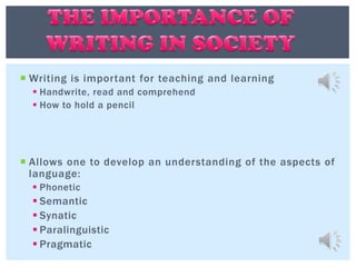 The Role and Importance of Writing in our Society | PPTX