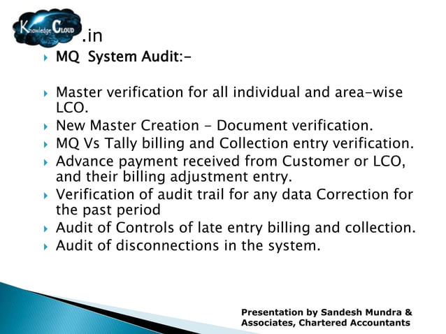 Internal Audit of Cable Operators | PPT