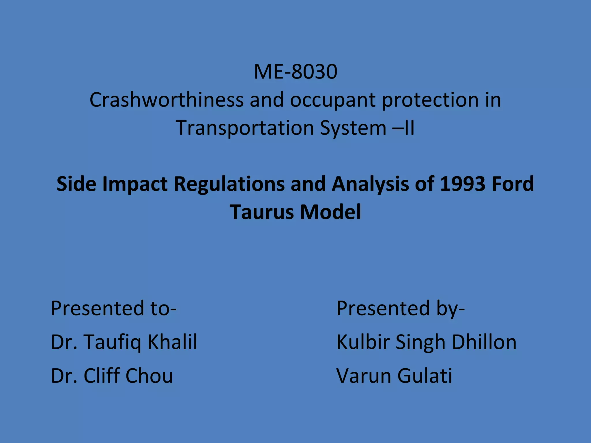 Crashwortiness and Occupant Protection | PPT