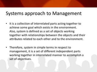Systems Approach to Management | PPTX