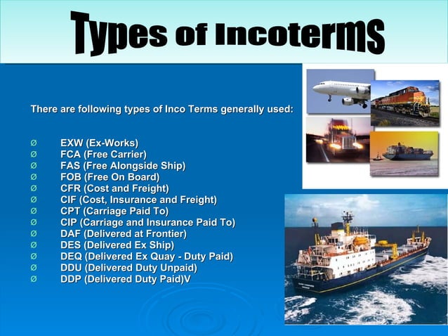Inco Terms | PPT | Logistics and Transportation Industry | Industries