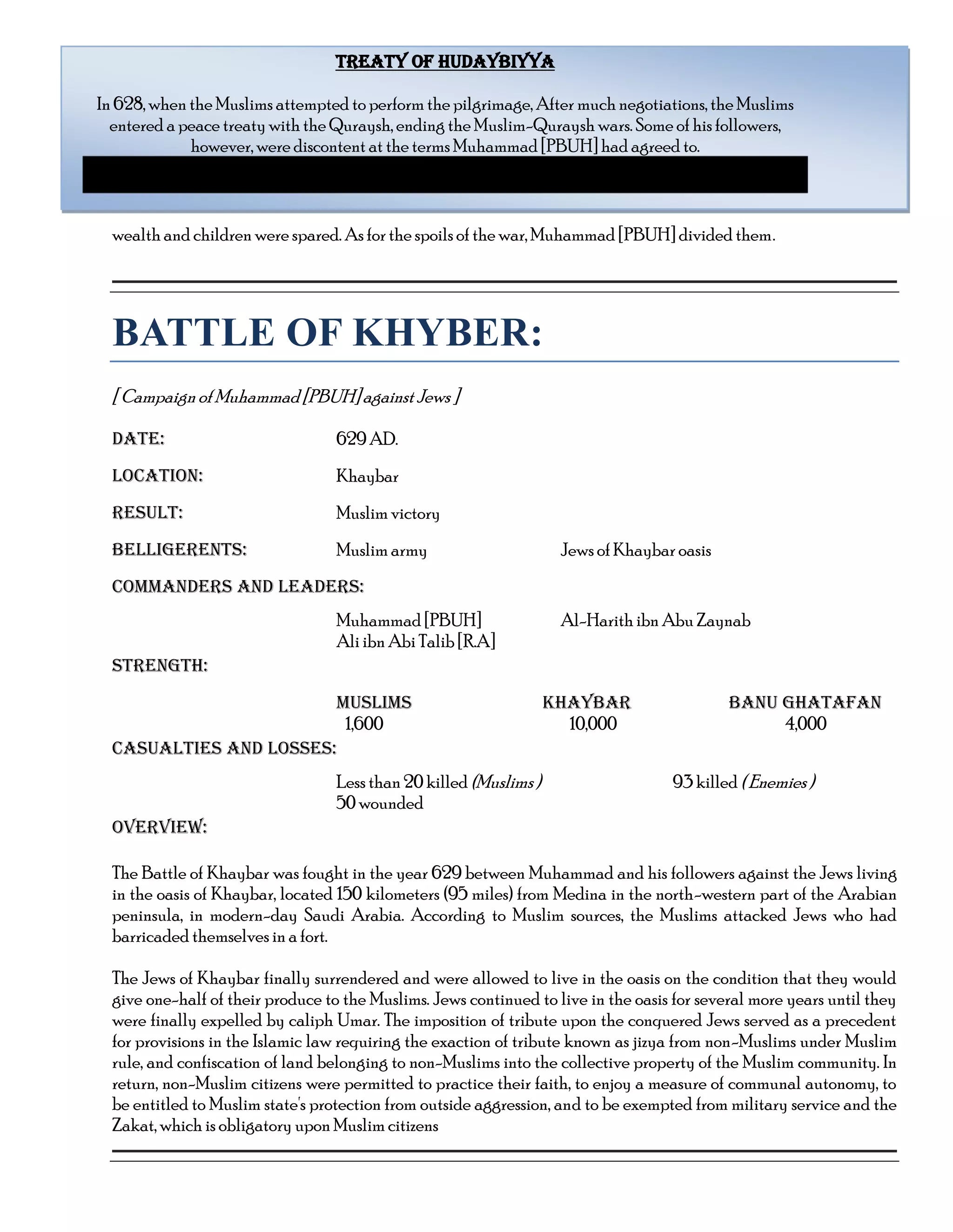 Ghazwat e Nabwi S.A.W.W. , Battles of Islam | PDF