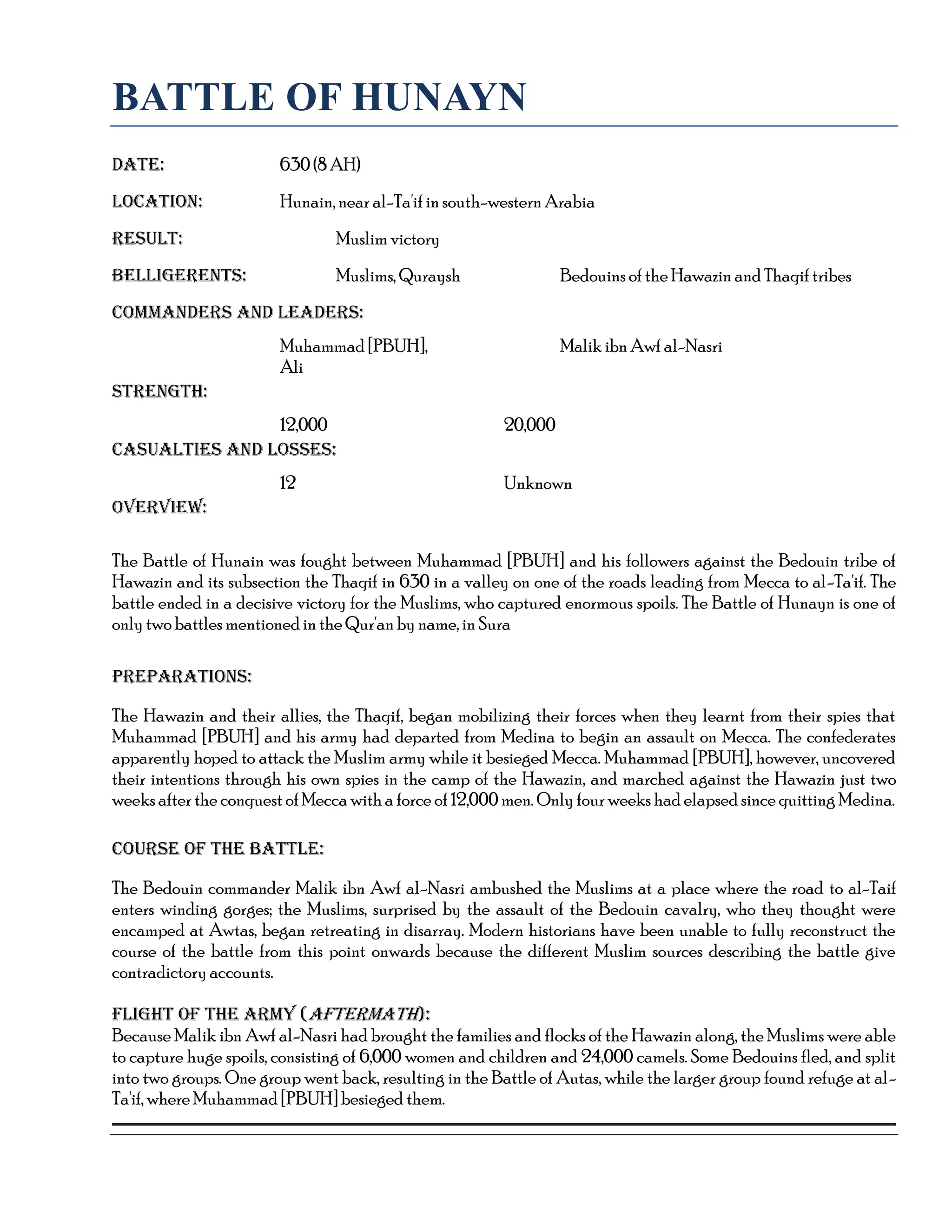 Ghazwat e Nabwi S.A.W.W. , Battles of Islam | PDF