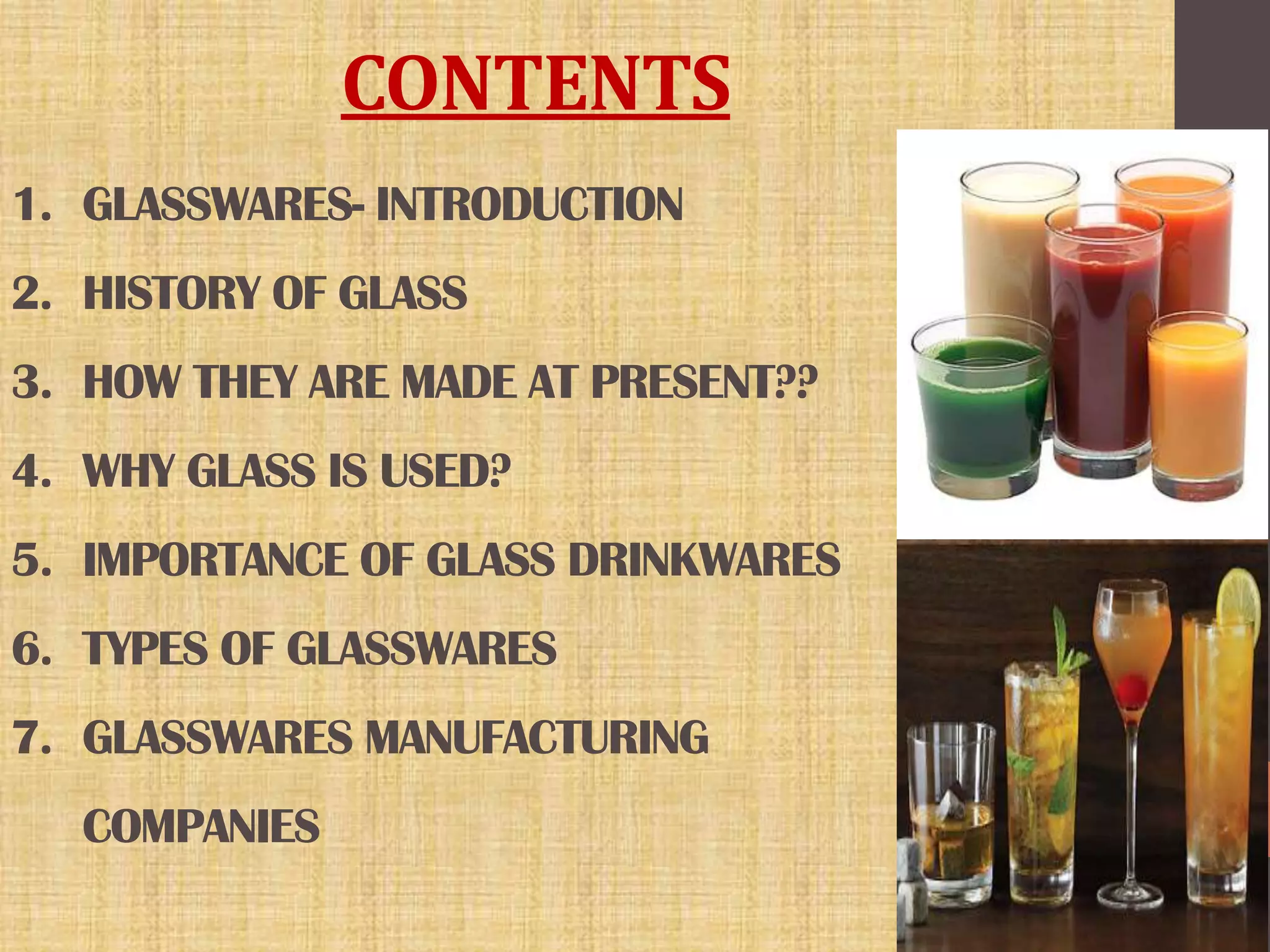 TYPES OF GLASSWARES | PPTX
