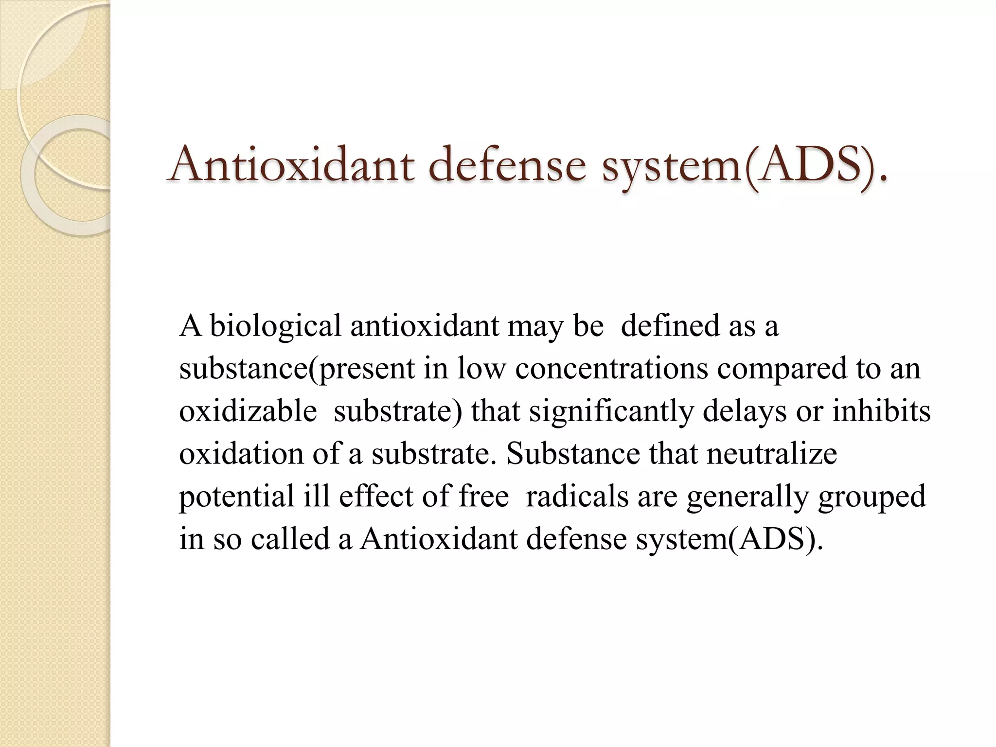 Defence mechanism of antioxidant in Human Body | PPTX