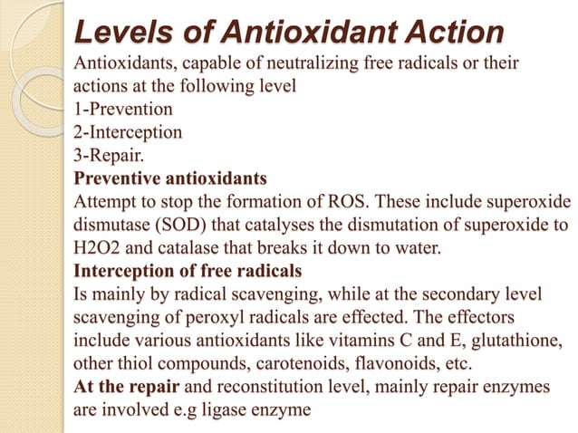 Defence mechanism of antioxidant in Human Body | PPTX | Chemistry | Science