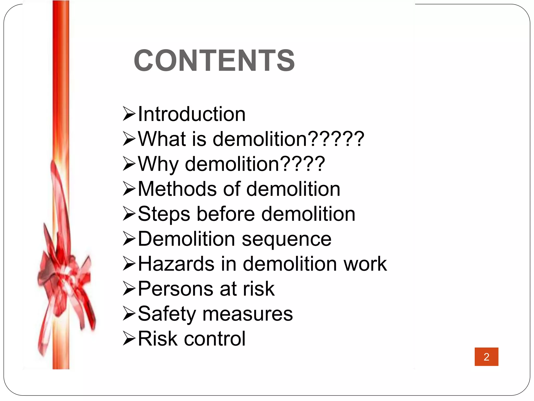 Demolition Hazards and Controls | PPTX