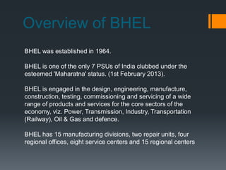 BHEL steam turbine manufacturing | PPTX