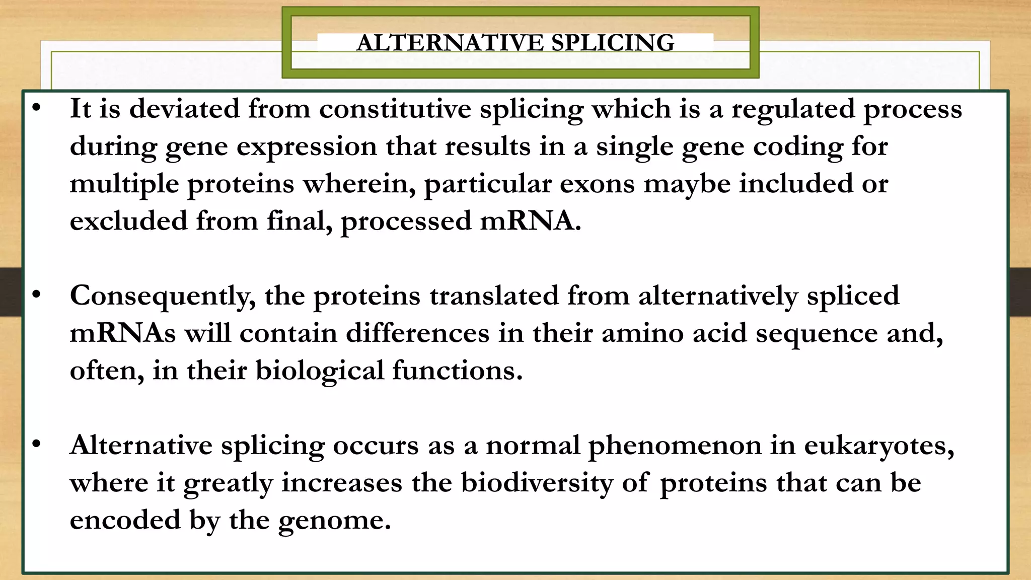 Alternative splicing : mechanism and regulation | PPTX