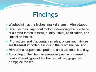 Consumer Preference of Tea in Ahmedabad City | PPTX