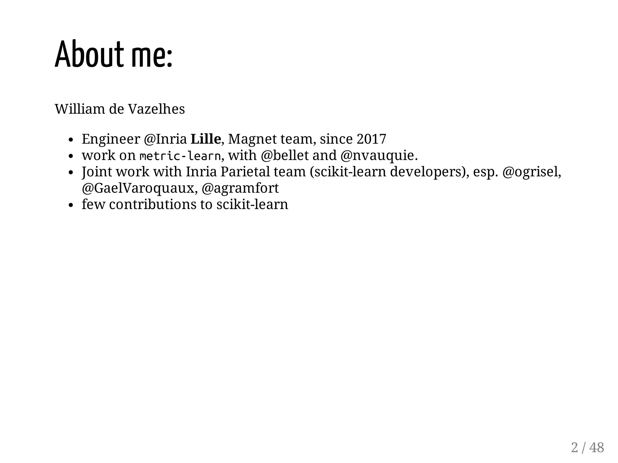 Metric-learn, a Scikit-learn compatible package | PPT