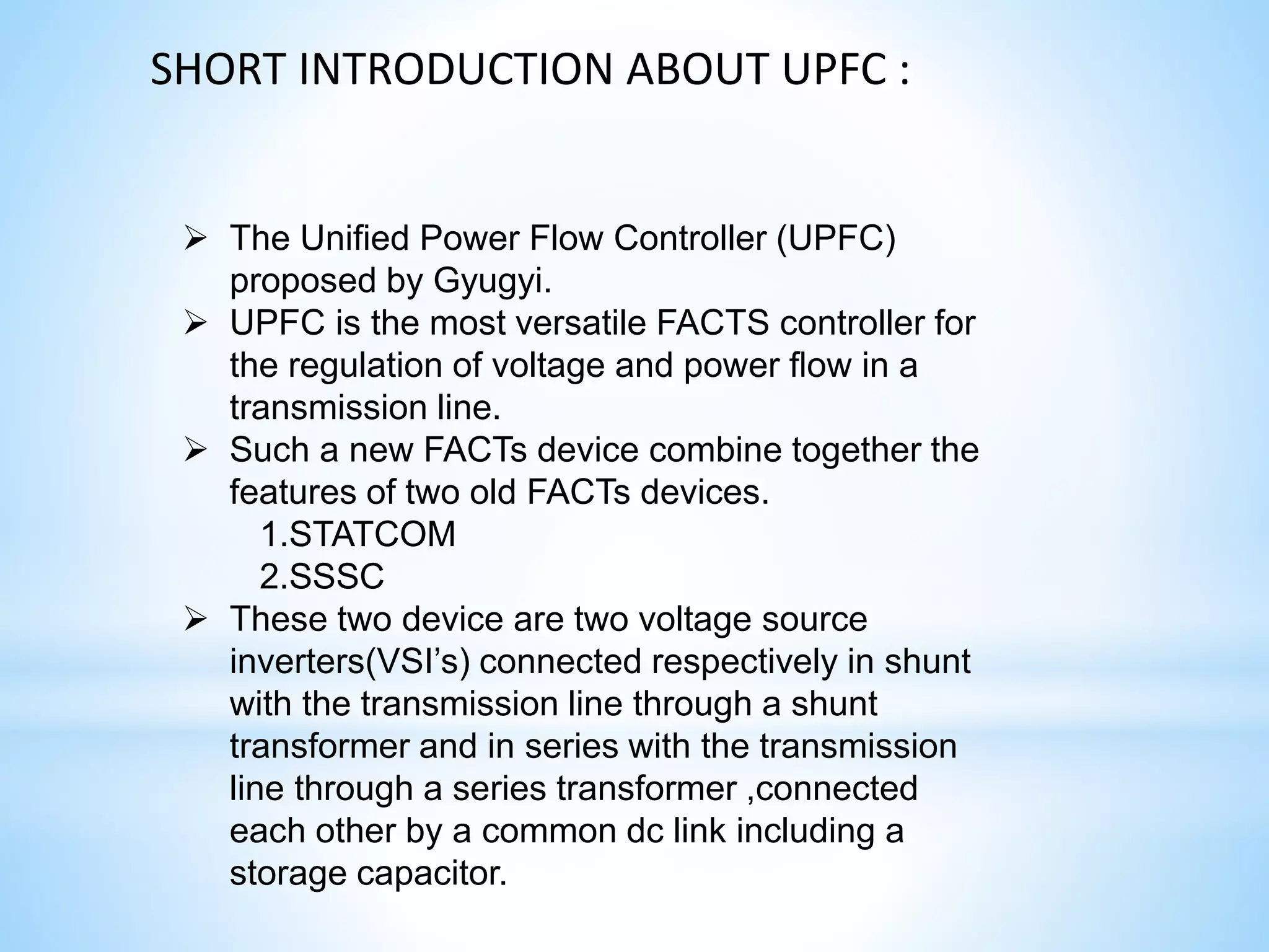 power quality improvement of power system network using UPFC | PPTX