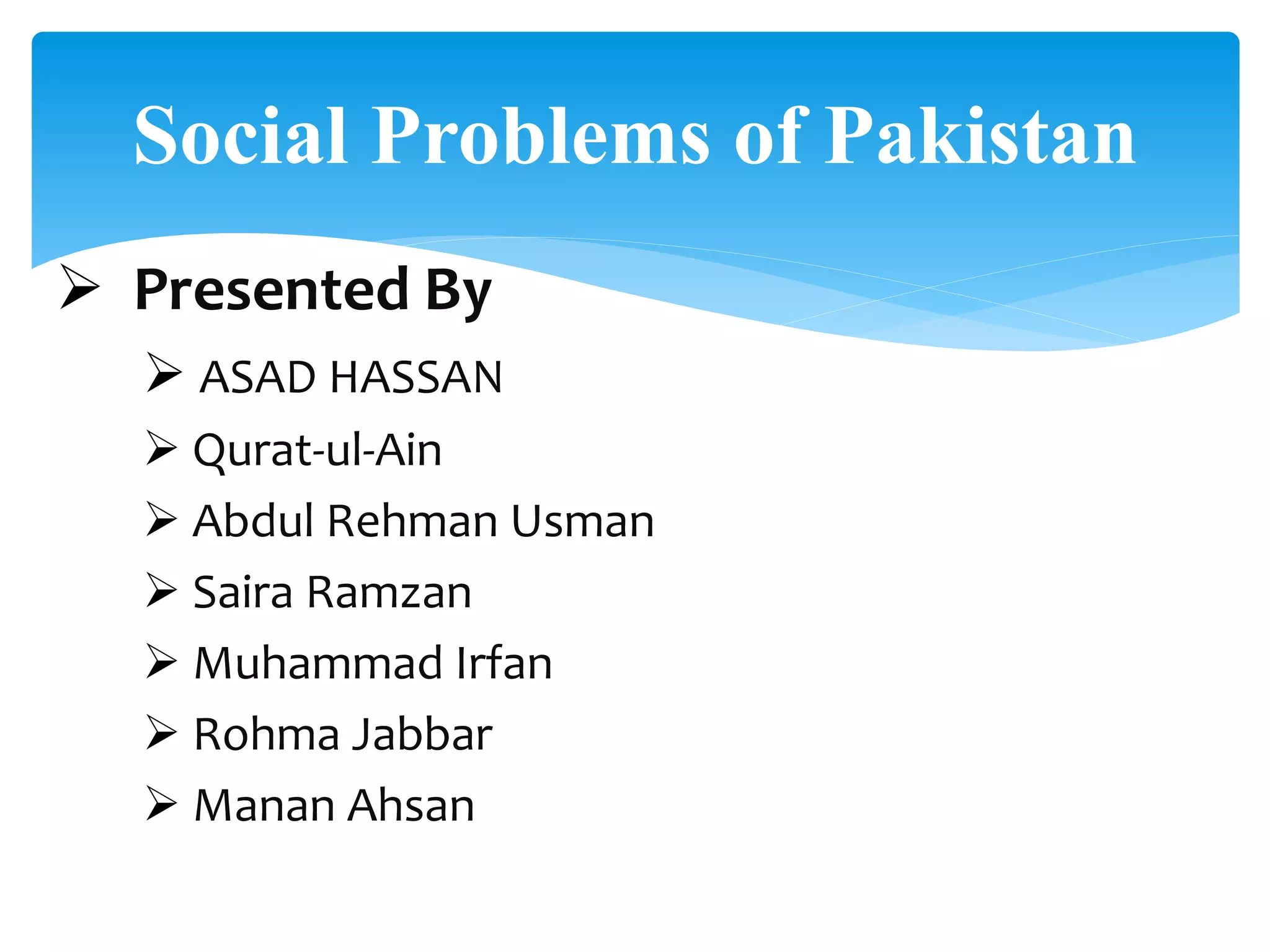 Social Issue Of Pakistan | PPTX