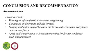 Lowering greening of cookies made from sunflower butter using acidic ...