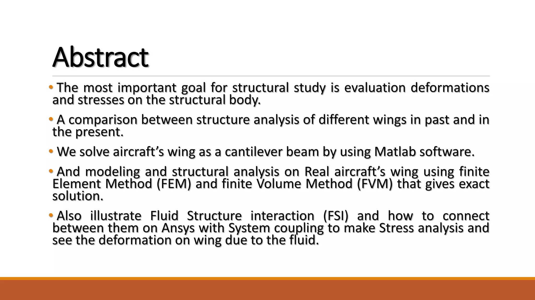 Modeling and Structural Analysis of a Wing [FSI ANSYS&MATLAB] | PPT