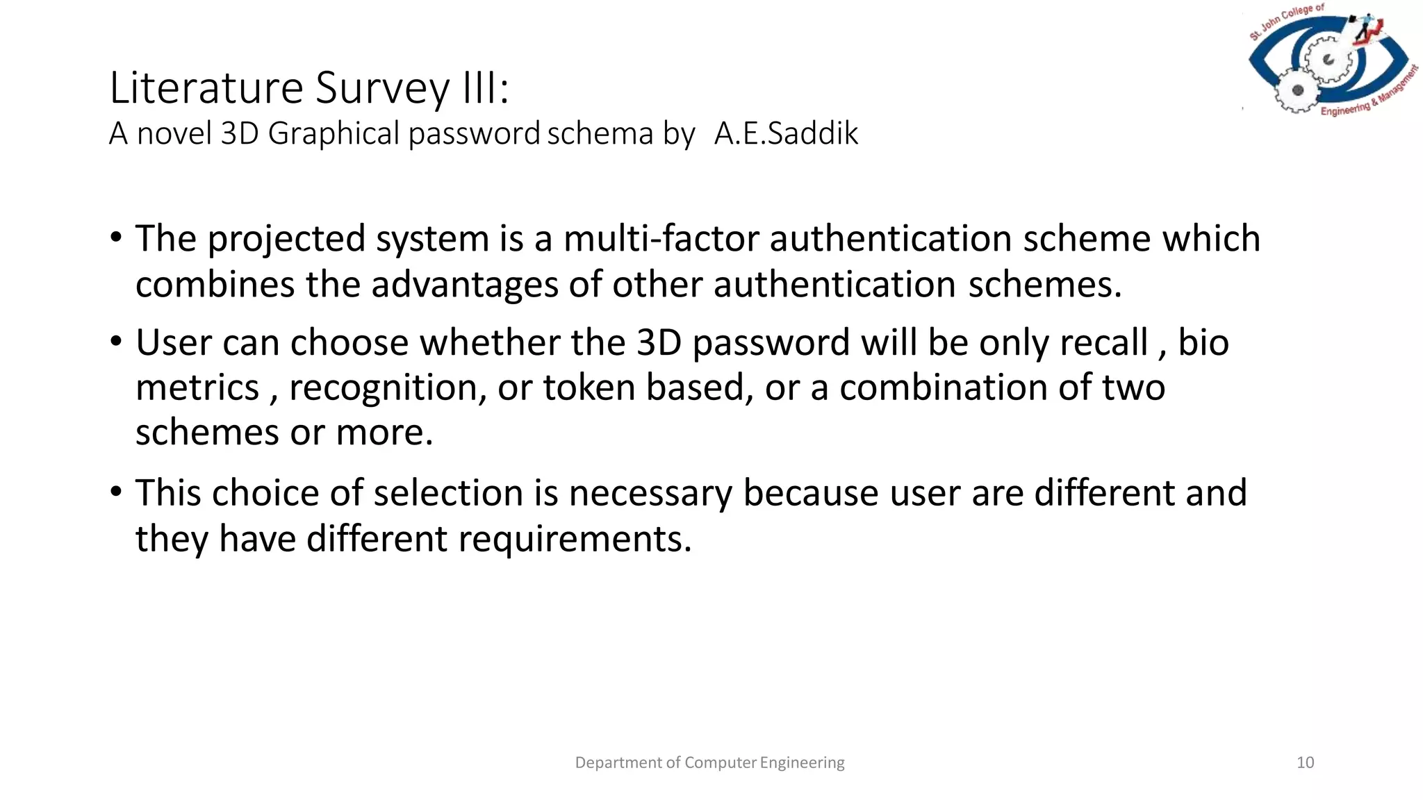 Multi Factor Authentication using 3D password | PPTX