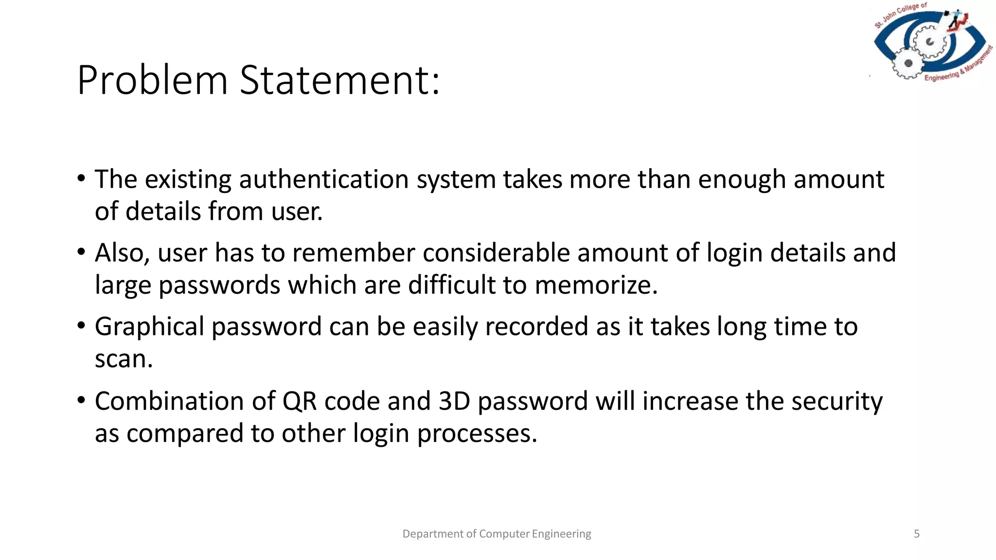 Multi Factor Authentication using 3D password | PPTX