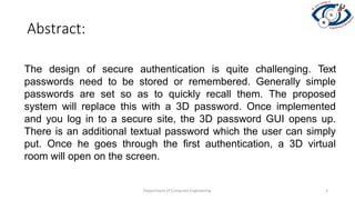 Multi Factor Authentication using 3D password | PPTX