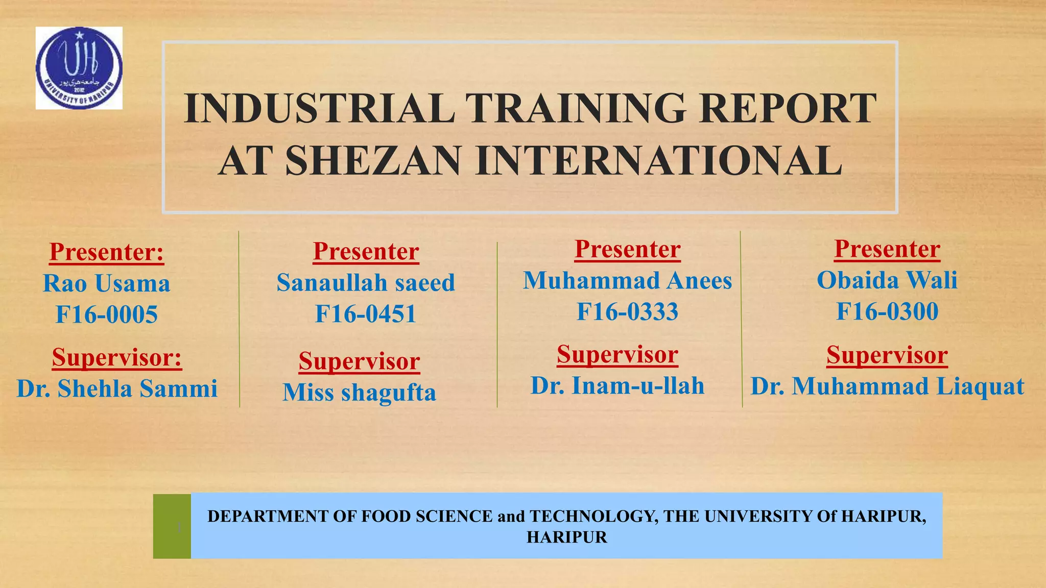 Industrial training report ( internship shezan) | PPTX