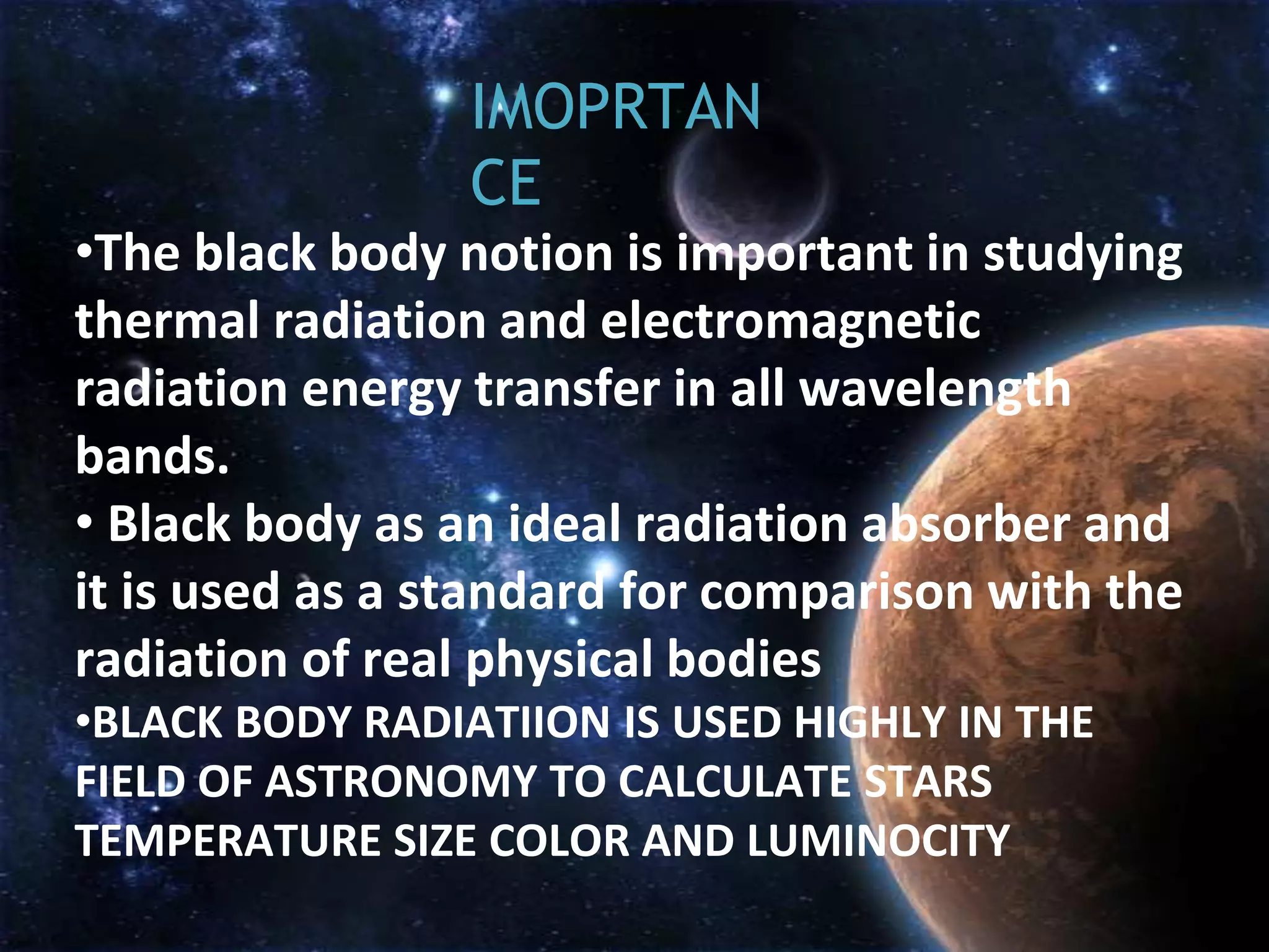 BLACKBODY RADIATION AND STORY OF STARS | PPTX