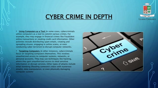 Cyber crime | PPTX | Crime & Harmful Acts to Individuals, Society ...
