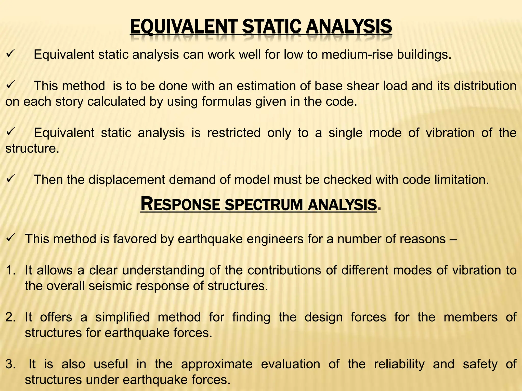 seismic analysis of structures presentation | PPTX