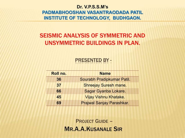 seismic analysis of structures presentation | PPTX | Computer Software and Applications | Computing