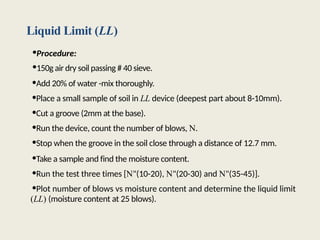 FINAL PRESENTATION-liquid limit tests-pl, pi, and ll | PPTX