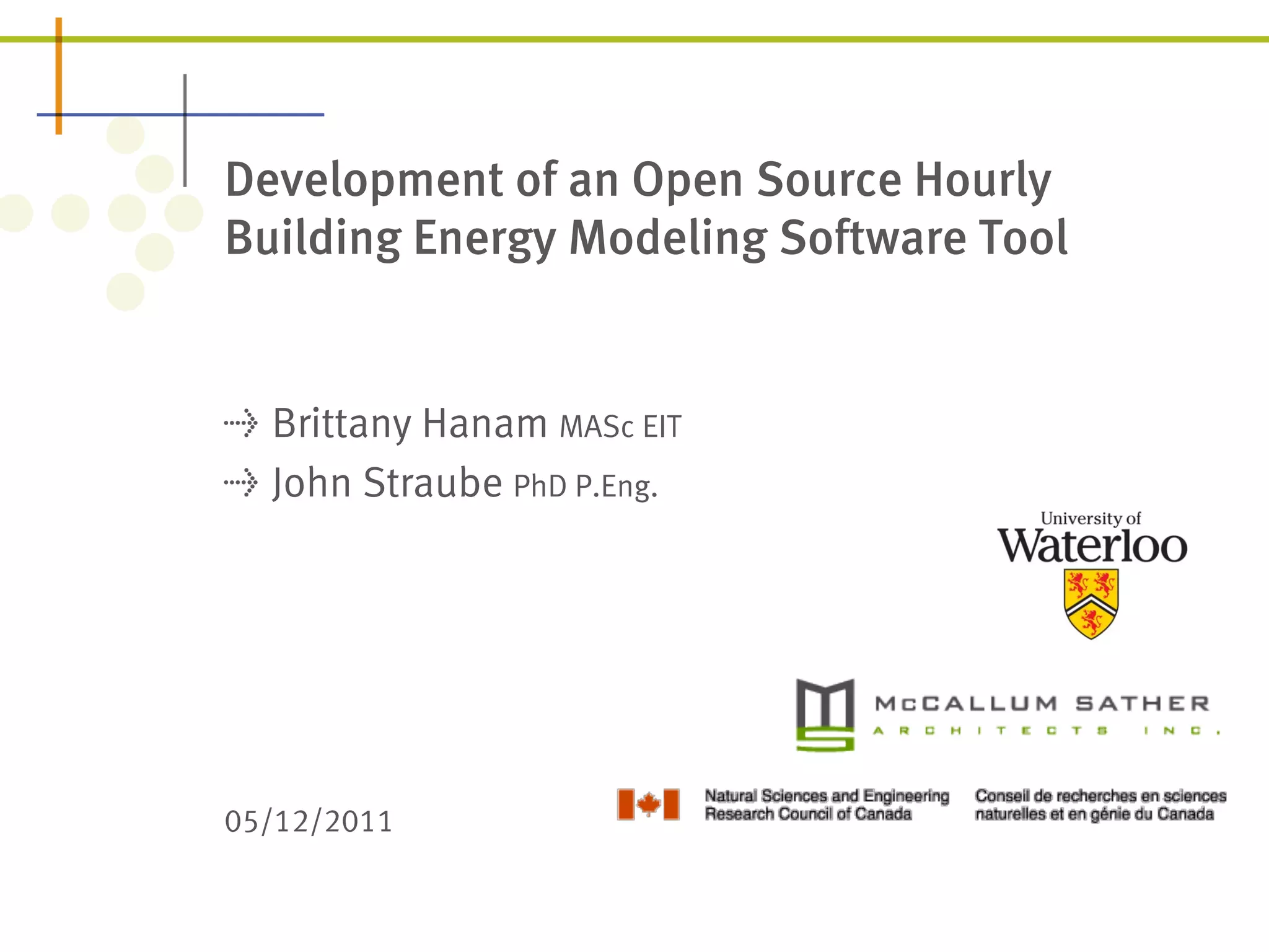 Developing an Open Source Hourly Building Energy Modelling Software Tool | PDF