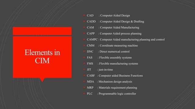 Role of CAM/CAD in CIM process Cycle | PPTX | Mechanical and Industrial ...