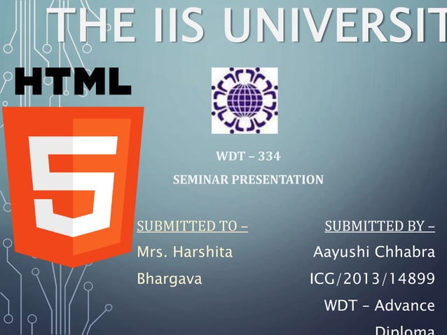 HTML - 5 - Introduction | PPTX | Web Design and HTML | Internet