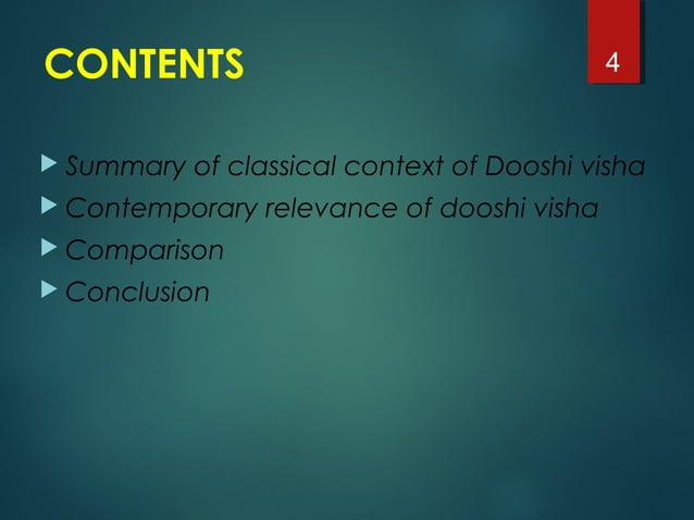 CLASSICAL AND CONTEMPORARY RELEVANCE OF DOOSHI VISHA | PPT