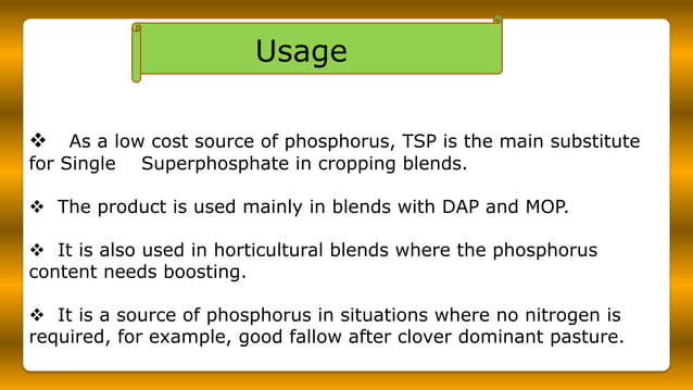 Slides for Triple Super Phosphate(TSP) | PPTX | Agriculture | Industries