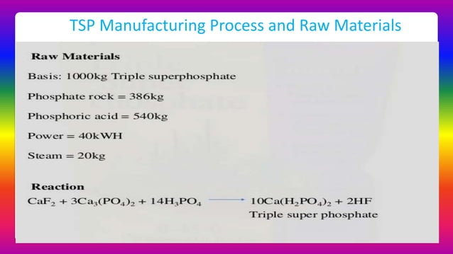 Slides for Triple Super Phosphate(TSP) | PPTX | Agriculture | Industries