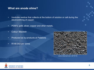 Leaching of coppe anode slimes from copper electrowinning | PDF