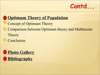 Comperative Study about optimum and malthusian theory of population | PPT