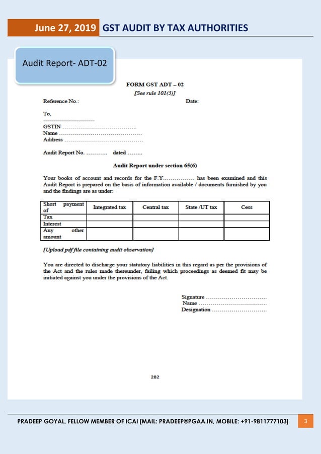All about GST Department's Audit under section 65 of CGST Act | PDF ...