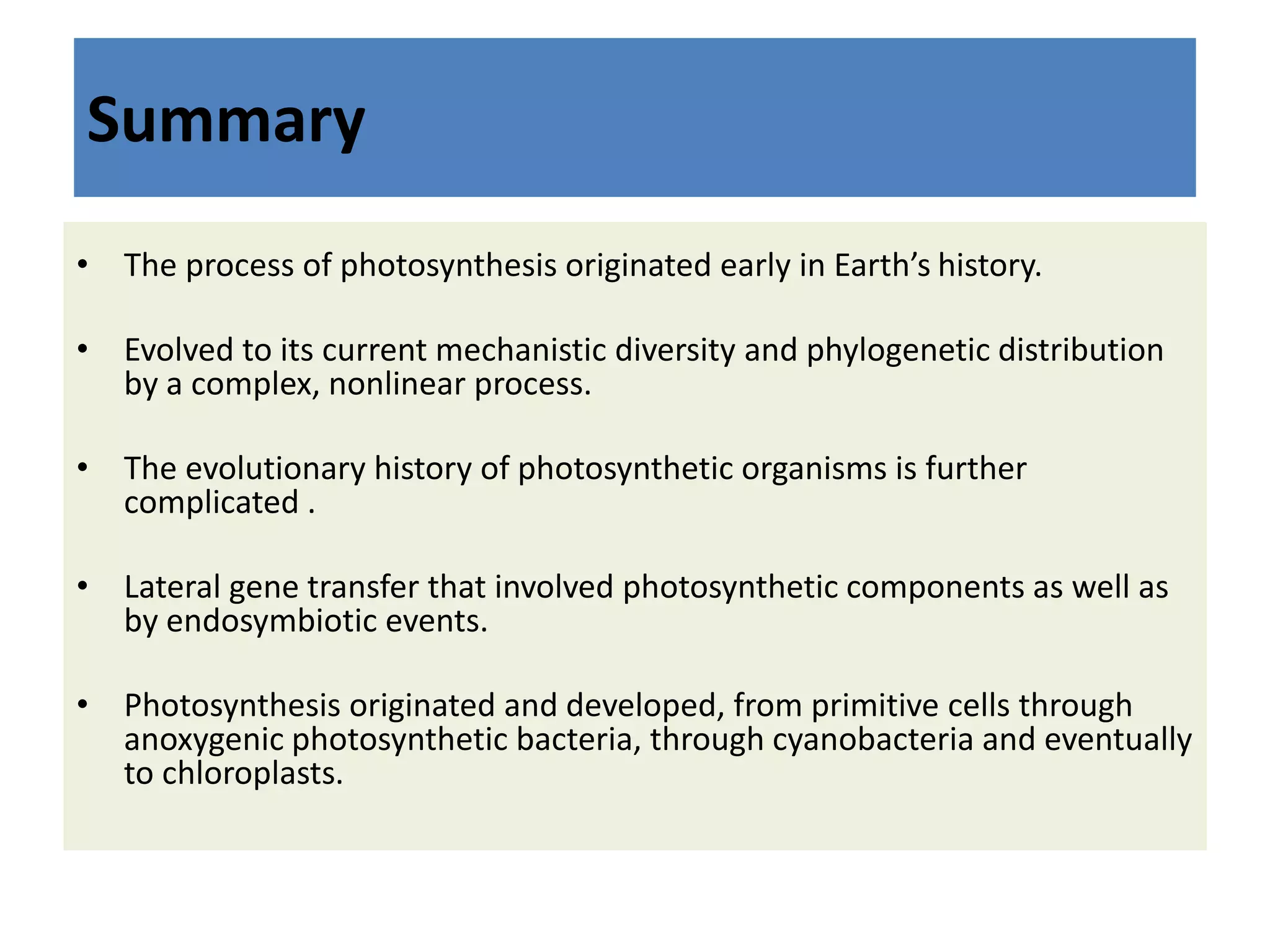 Evolution of photosynthesis | PPTX