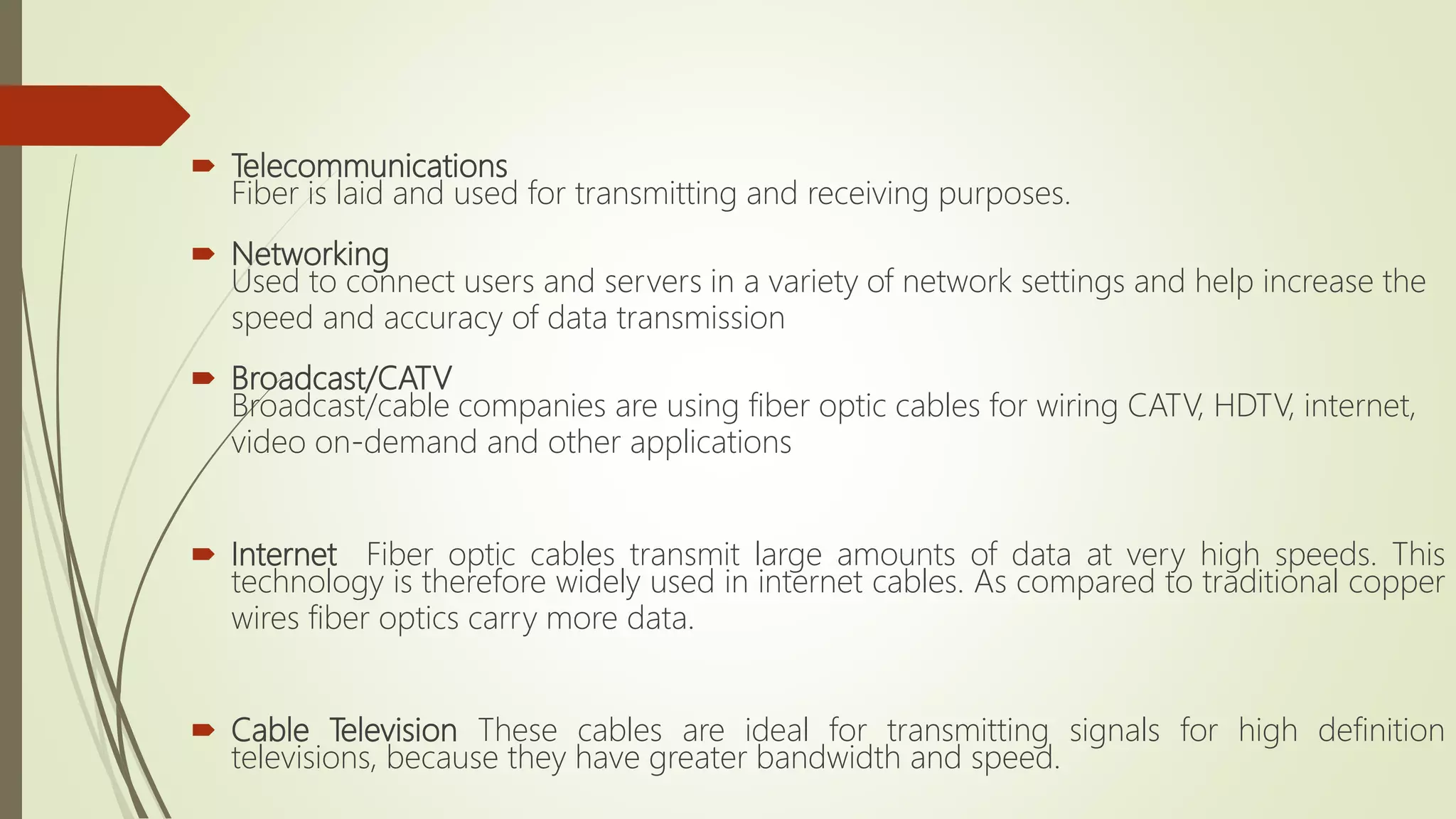 Real life aplications of fiber optics | PPTX