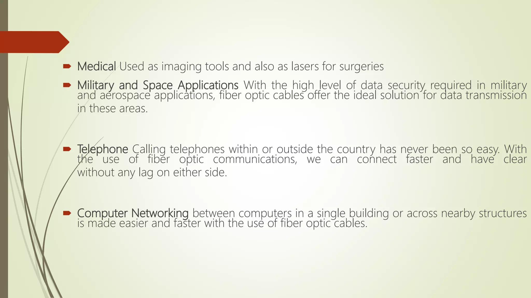 Real life aplications of fiber optics | PPTX