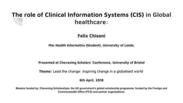 Clinical Information Systems in Global Health Care | PPT