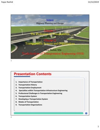 Chapter 1 & 2 Traffic and Highway Engineering | PDF