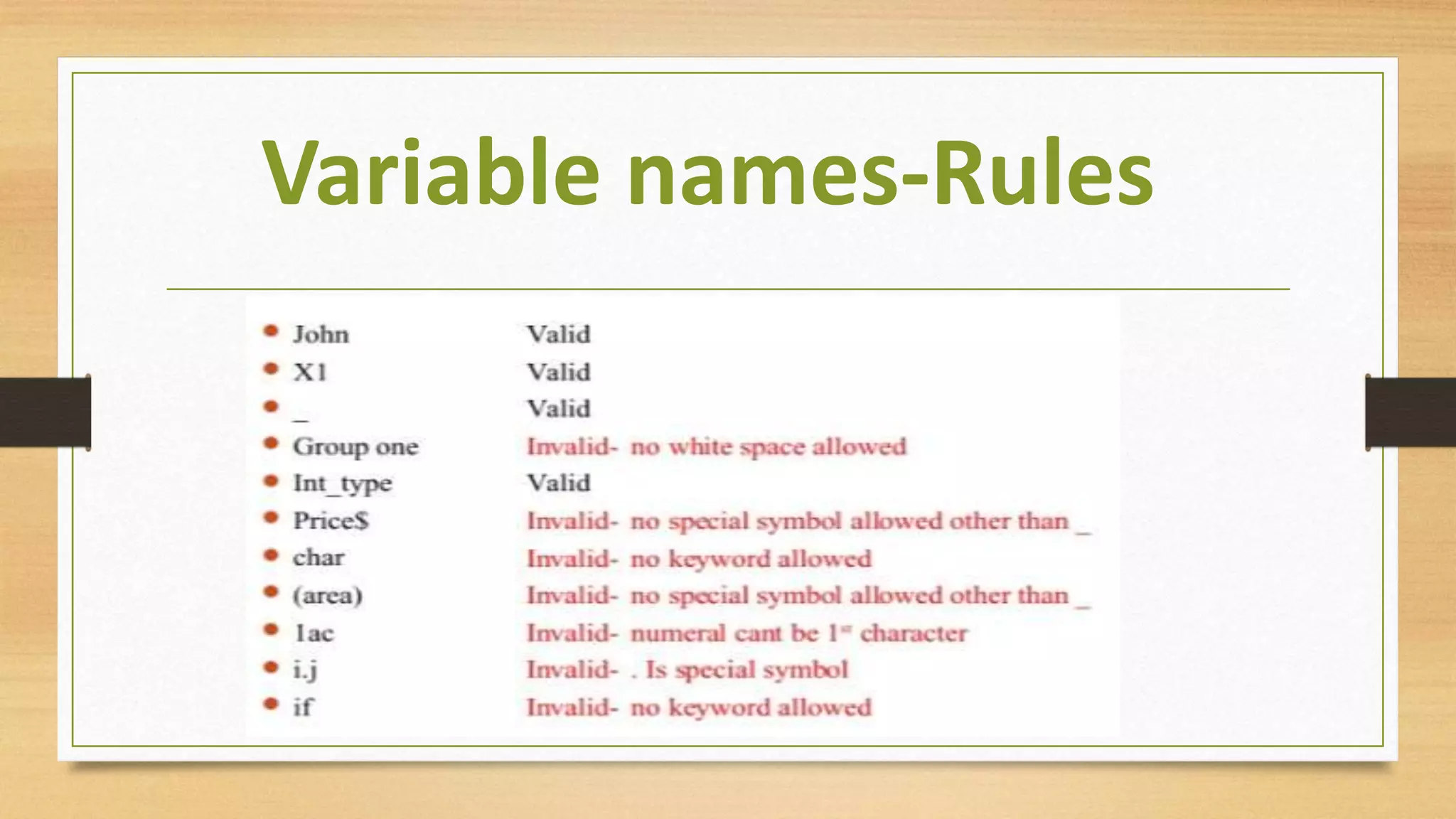 Basic C Structure and related terms with example | PPTX